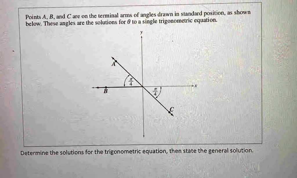 Points A, B, and C are on the terminal arms of angles drawn in standard ...