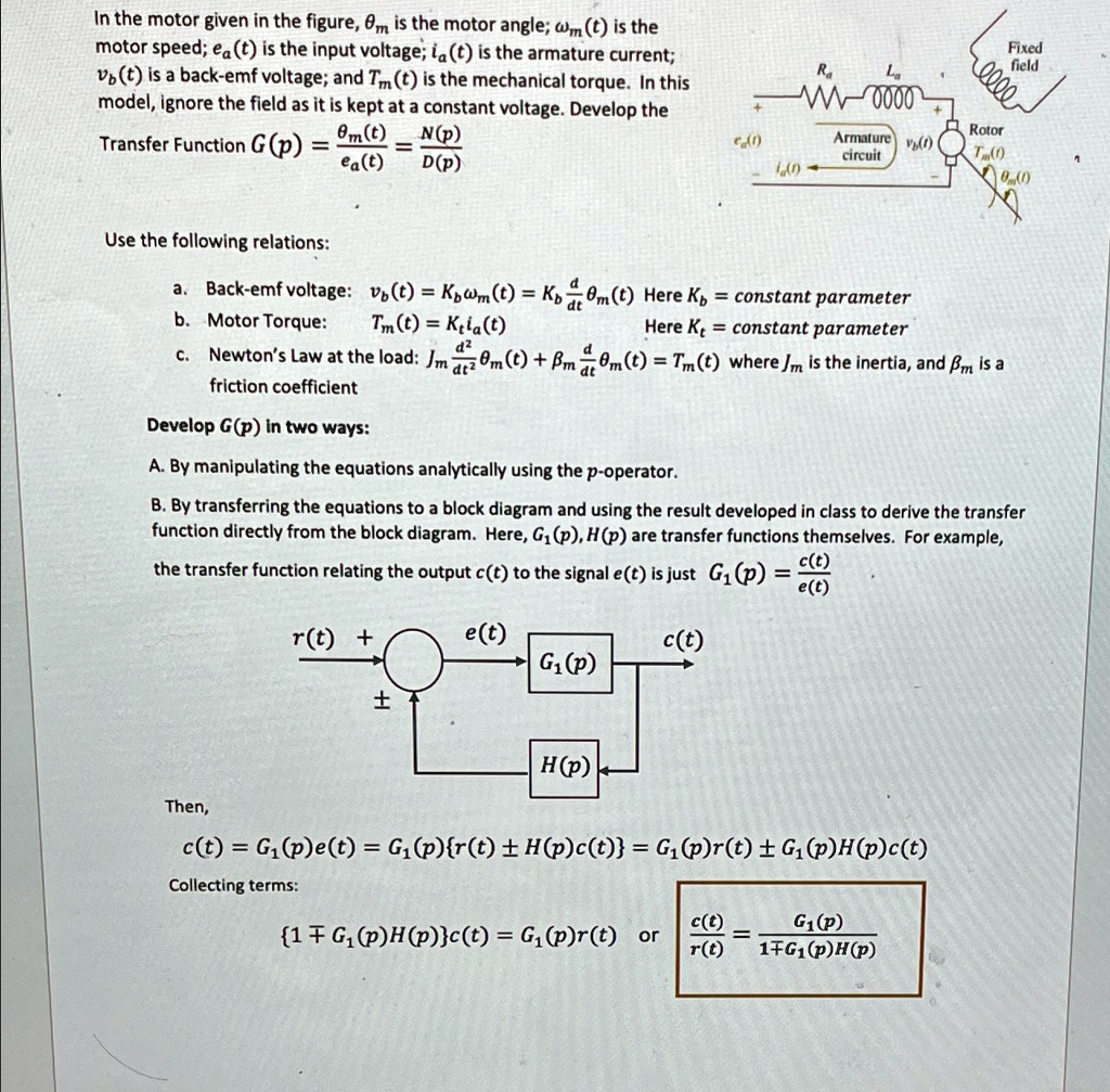 in the motor given in the figure m is the motor angle mt is the motor ...