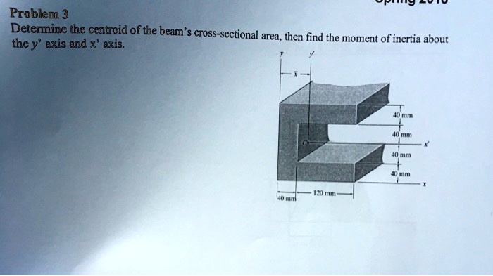 SOLVED: Problem 3: Determine the centroid of the beam's cross-sectional area, then find the ...