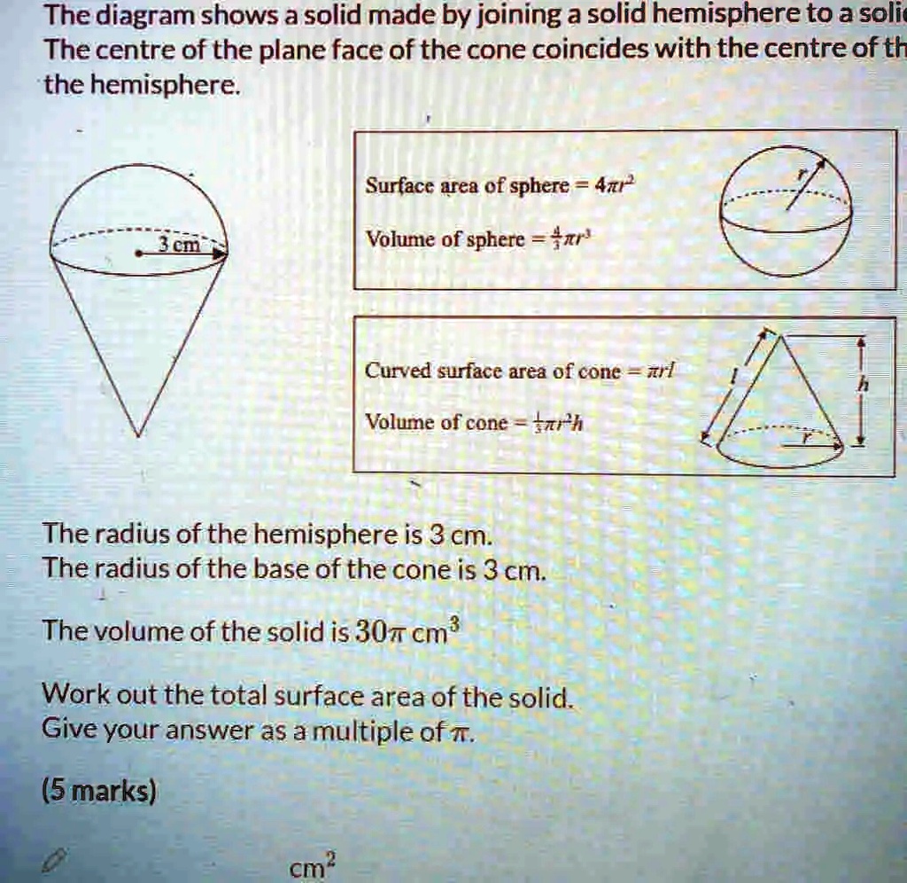 Surface Area Of A Hemisphere With A Circular Base