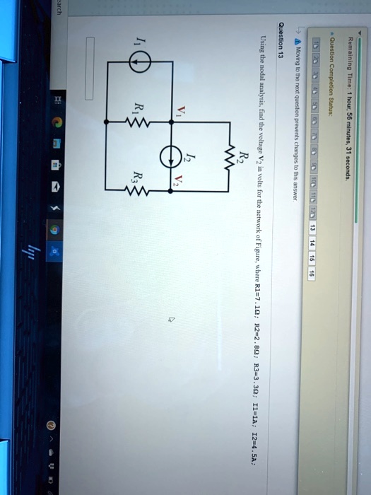 SOLVED: Using the nodal analysis, find the voltage V2 in volts for the network of Figure, where ...