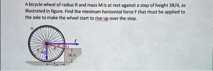 A bicycle wheel of radius R and mass M is at rest against a step of ...