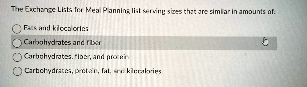 the exchange lists for meal planning list serving sizes that are ...