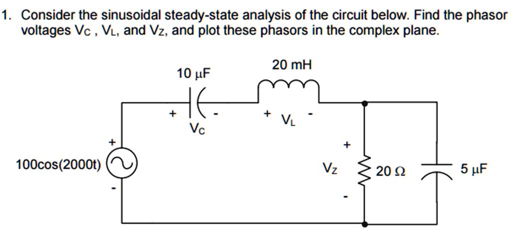 SOLVED: Consider the sinusoidal steady-state analysis of the circuit below. Find the phasor ...