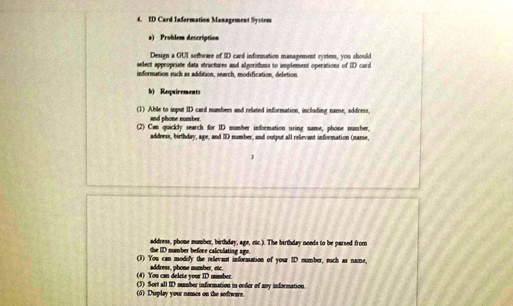 texts 4 id card information management system a problem description ...