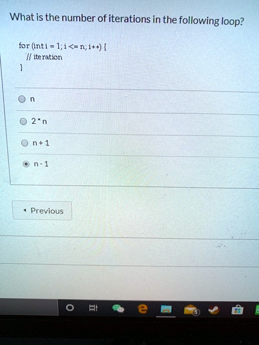 SOLVED: What is the number of iterations in the following loop? for(int ... SOLVED: What is the number of iterations in the following loop? for(int ...
