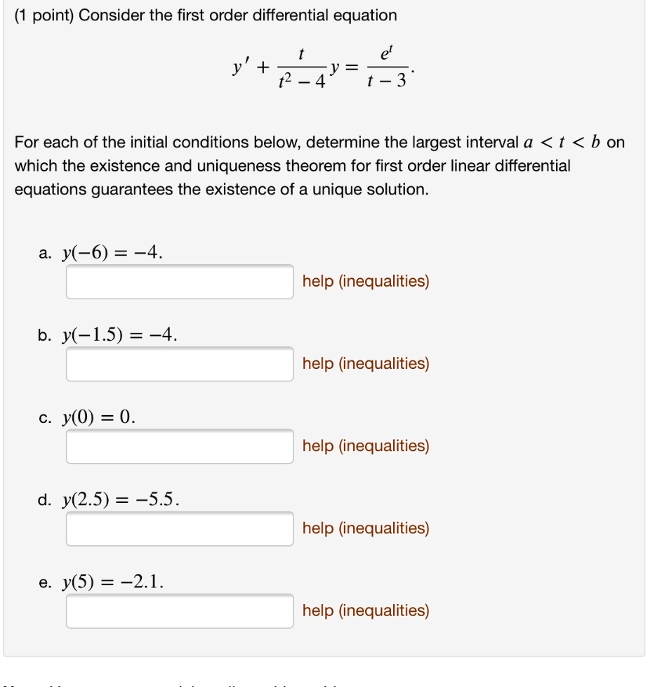 Solved Consider The First Order Differential Equation Y 74y T 3 For Each Of The Initial