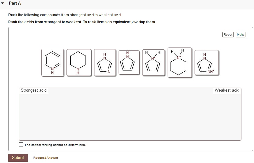 SOLVED: Part A Rank the following compounds from strongestacid to ...