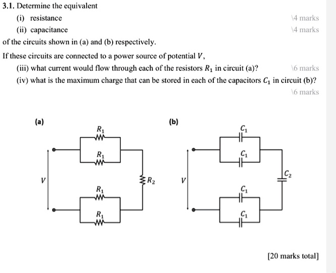 SOLVED: 3.1 Determine the equivalent resistance capacitance of the circuits shown in (a) and (b ...