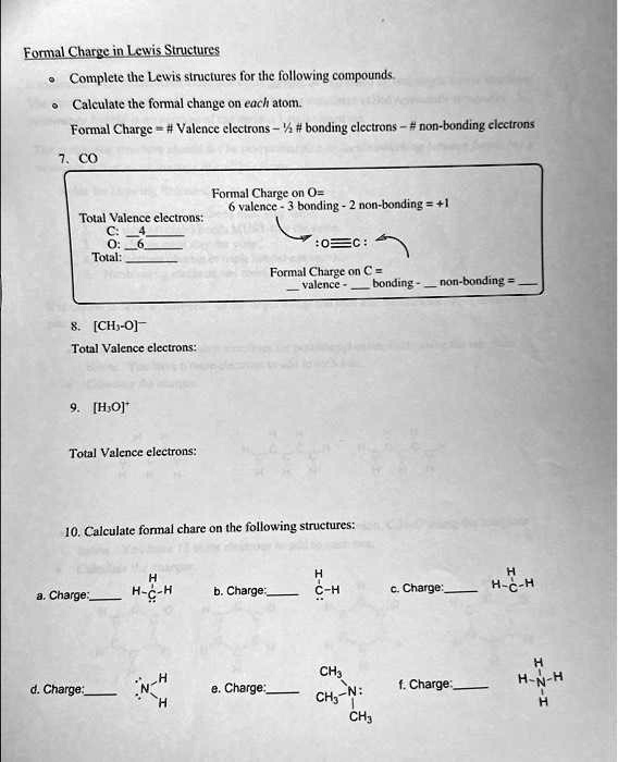 Texts: Formal Charge in Lewis Structures Complete the Lewis structures ...