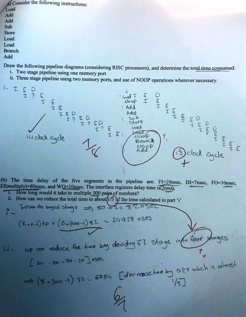 Solved Computer Architecture And Organization Solve It With Formulas And Details Add Add Sub