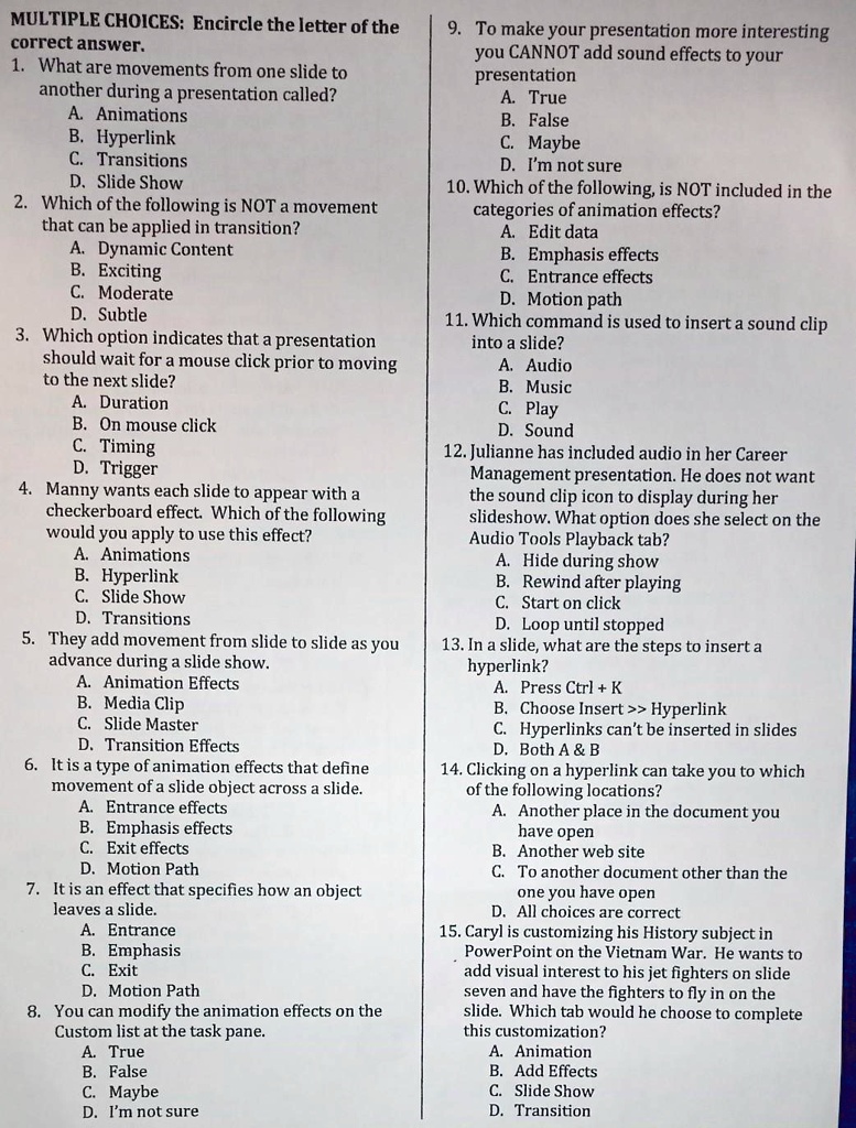 paki answer thanks sa makasagot multiple choices encircle the letter of ...