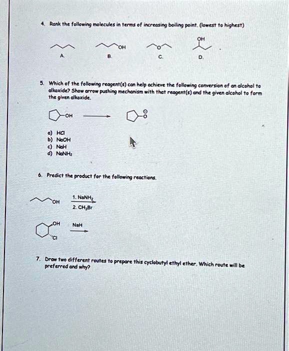 SOLVED: Texts: 4. Rank the following molecules in terms of increasing boiling point, lowest to ...