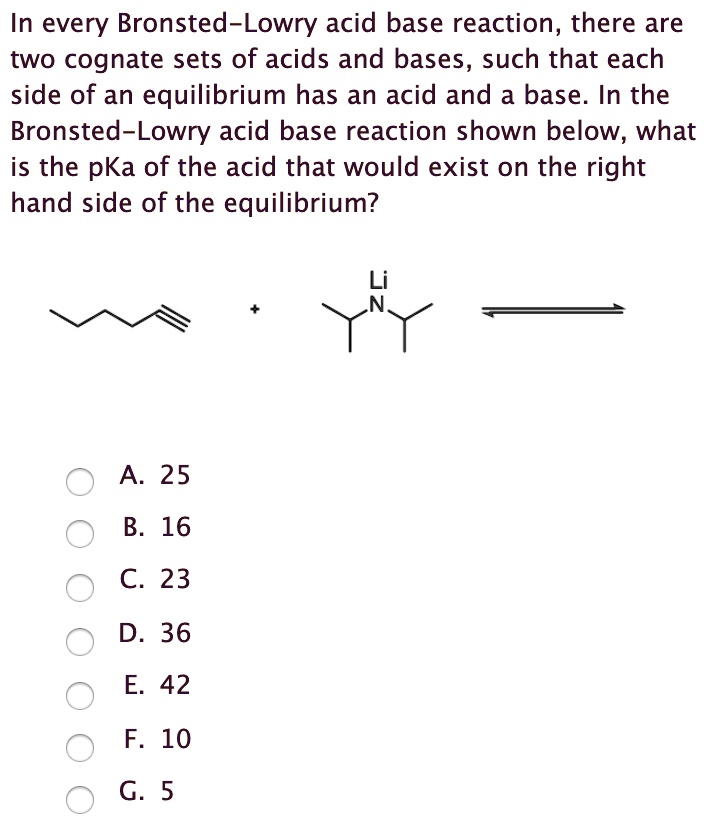 SOLVED: In every Bronsted-Lowry acid base reaction, there are two ...