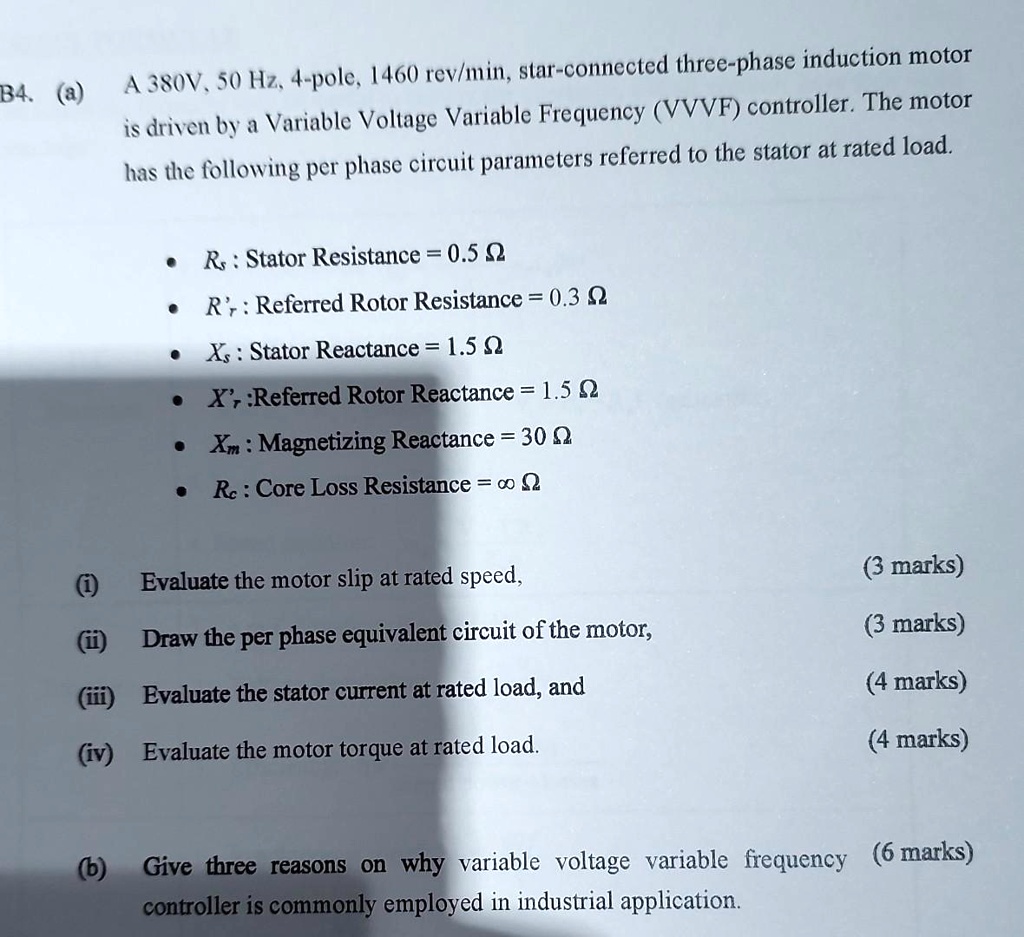SOLVED: A 380V 50 Hz, 4-pole 1460 rev/min, star-connected three-phase ...