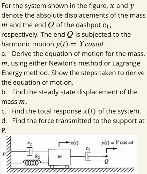 SOLVED: For the system shown in the figure, x and y denote the absolute ...