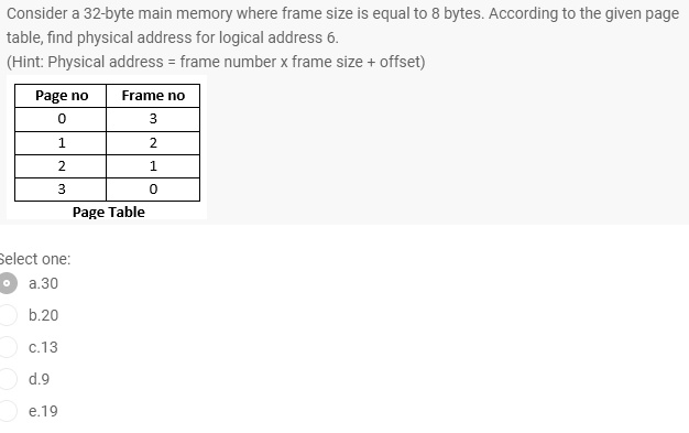SOLVED: Consider a 32-byte main memory where frame size is equal to 8 ... SOLVED: Consider a 32-byte main memory where frame size is equal to 8 ...