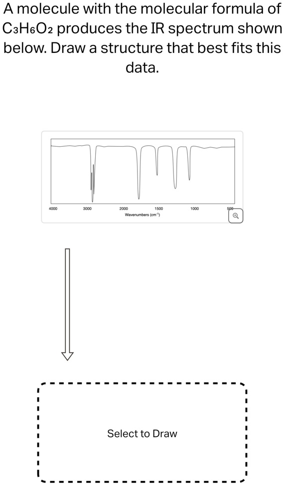 A molecule with the molecular formula of C3H6O2 produces the IR ...