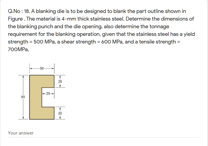 Q.No: 18. A blanking die is to be designed to blank the part outline ...