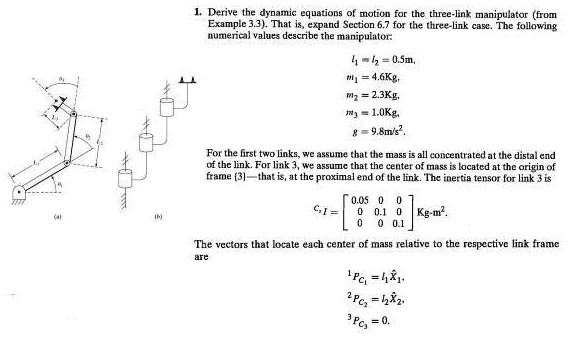 1. Derive the dynamic equations of motion for the three-link ...