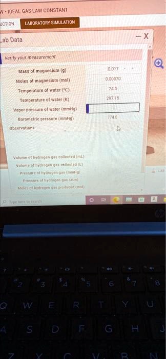 N-IDEAL GAS LAW CONSTANT JUNCTION ab Data Y Verify your measurement ...
