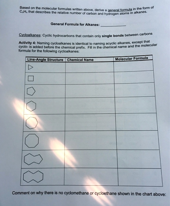 SOLVED:Based on the molecular formulas written abovo formula the form ...