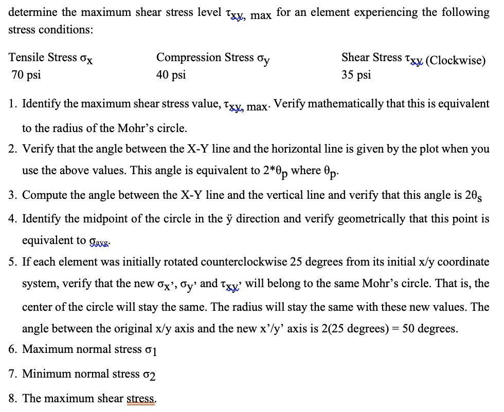 SOLVED: Text: Stress conditions: Tensile Stress Ïƒx = 70 psi ...