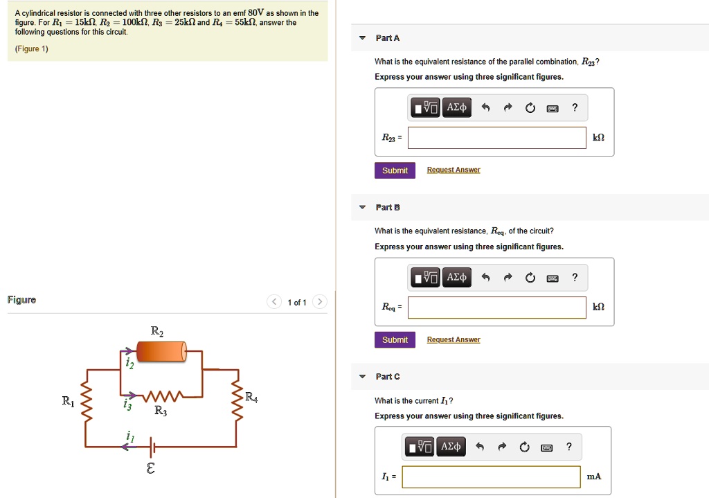 SOLVED: A cylindrical resistor is connected with three other resistors ...