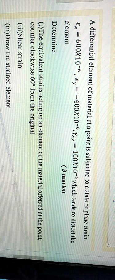 (iii) Shear strain: Determine the element. (iii) Draw the strained ...