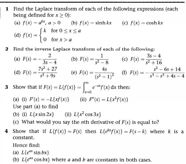 SOLVED: Please solve and calculate every Laplace transform equation in ...