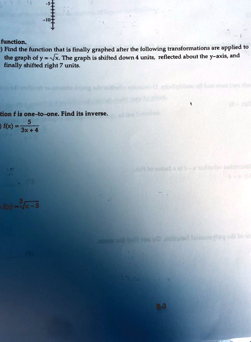 Solved Function Find The Function That Is Finally Graphed After The Following Transformations
