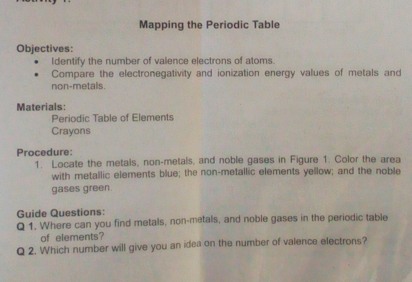 SOLVED: Mapping the Periodic Table Objectives: - Identify the number of ...
