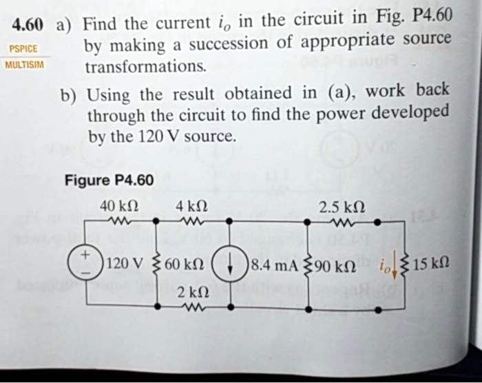 4 60 A Find The Current Io In The Circuit In Fig P4 60 Using Pspice By Making A Succession Of