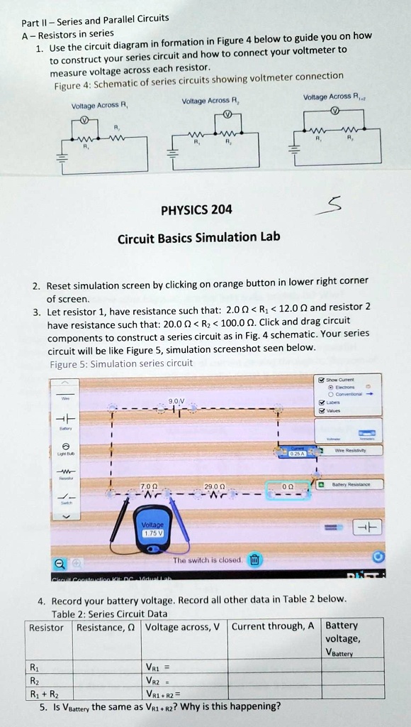 SOLVED: Part II ~ Series and Parallel Circuits Resistors in series ...