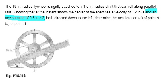 SOLVED: The 18-inch radius flywheel is rigidly attached to a 1.5-inch ...