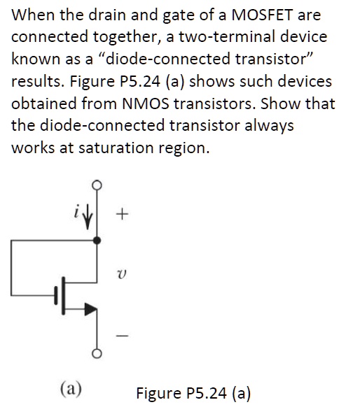 When the drain and gate of a MOSFET are connected together, a two ...
