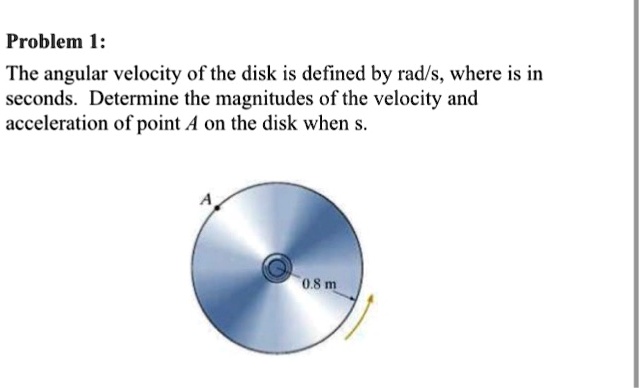 [GET ANSWER] Problem 1: The angular velocity of the disk is defined by rad/s, where is in ...