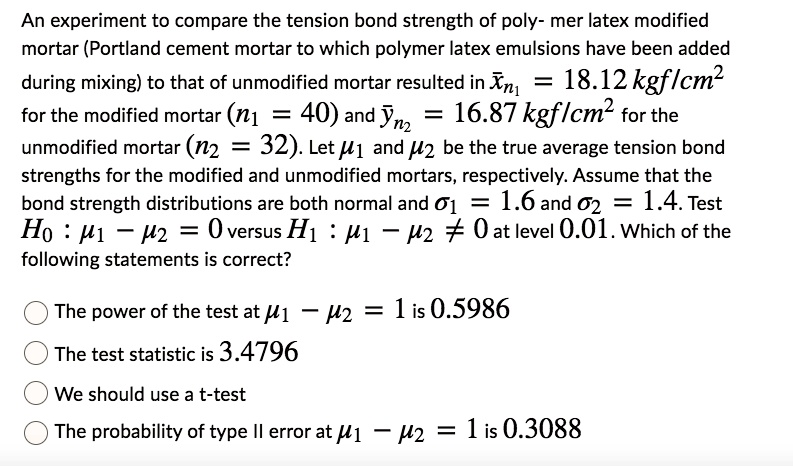 an experiment to compare the tension bond strength of poly mer latex ...