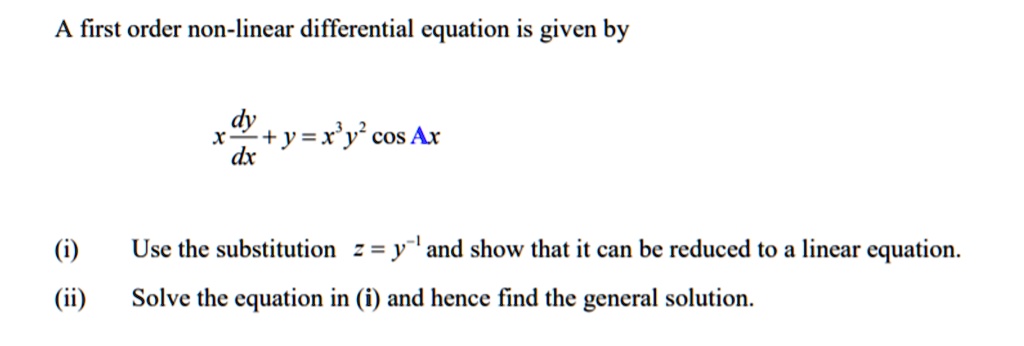 a first order non linear differential equation is given by cos ax dyyxy ...