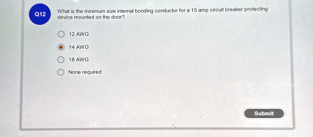 what is the minimum size internal bonding conductor for a 15 amp ...