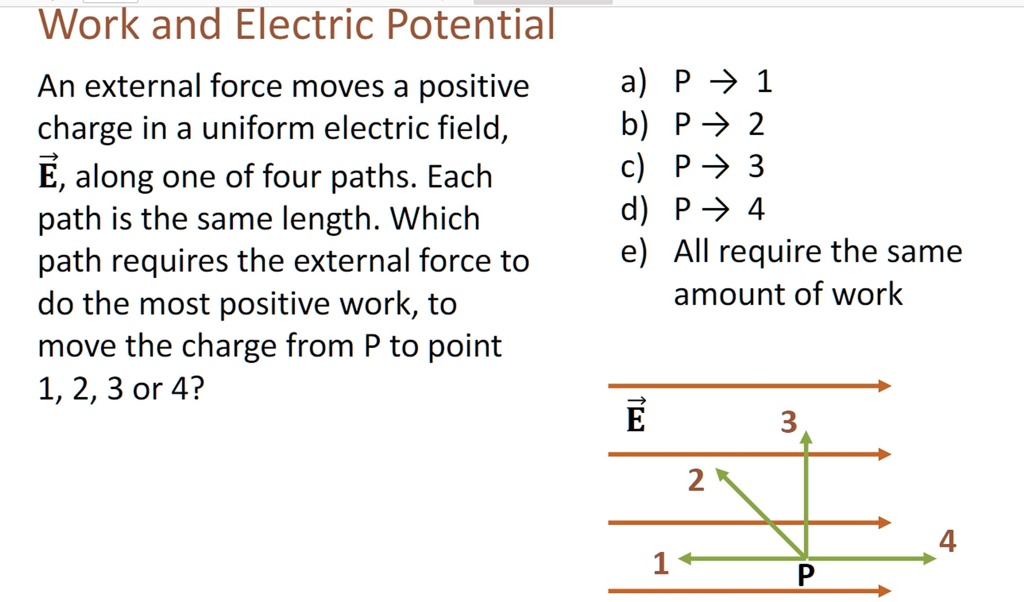 SOLVED: Work and Electric Potential An external force moves a positive ...