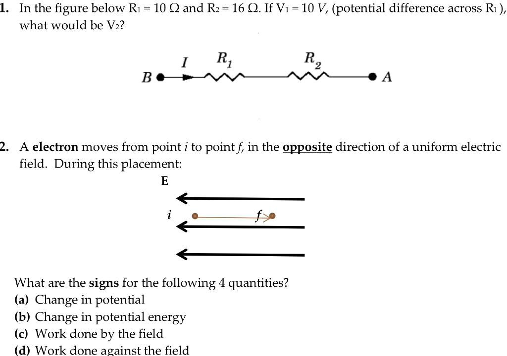 SOLVED: 1. In the figure below, Ri = 10 Î© and Rz = 160 Î©. If Vi = 10 ...
