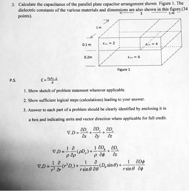 SOLVED: 3. Calculate the capacitance of the parallel plate capacitor ...