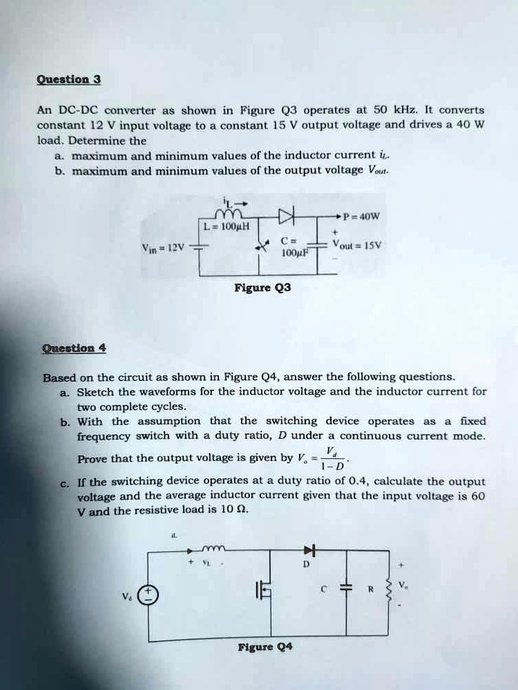 show all the calculation of the questions question 3 an dc dc converter as shown in figure q3 ...