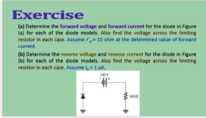 SOLVED: Exercise a: Determine the forward voltage and forward current for the diode in Figure (a ...