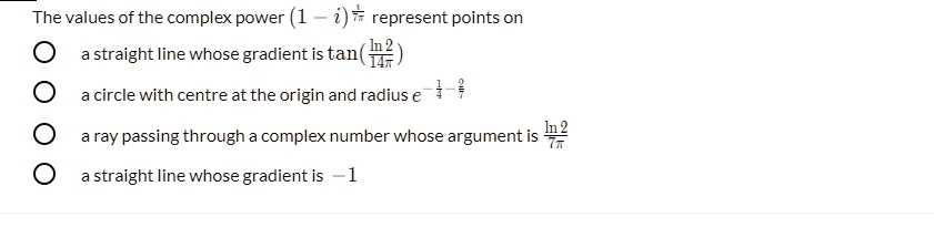SOLVED: The values of the complex power = represent points on a ...