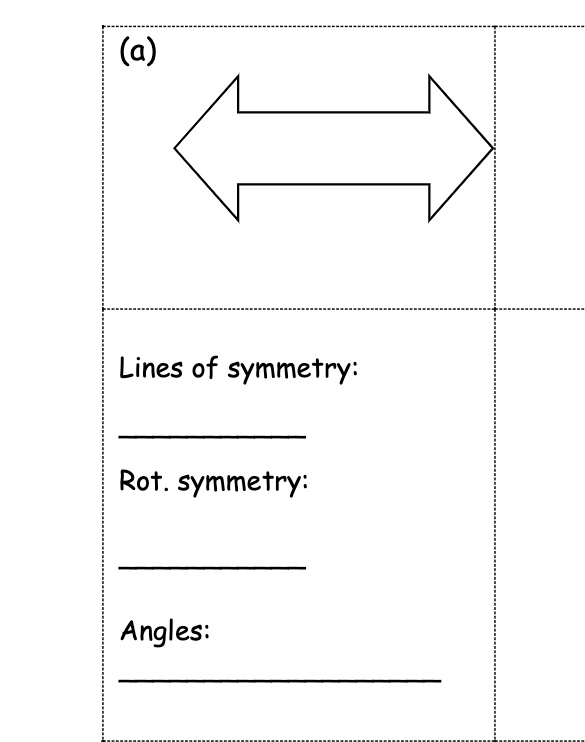 (a) Lines of symmetry: Rot. symmetry: Angles:
