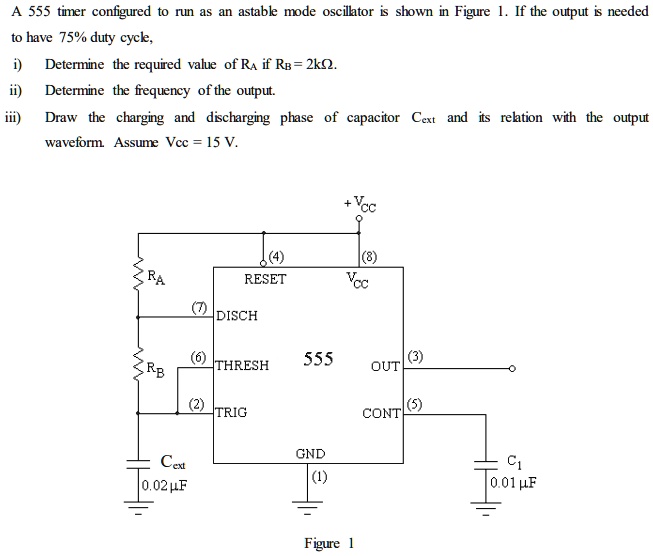 SOLVED: A 555 timer configured to run as an astable mode oscillator is shown in Figure 1. If the ...