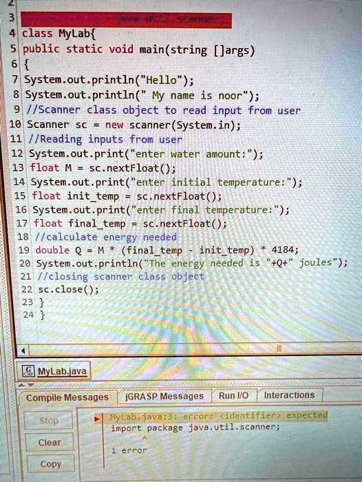 Solved `java Class Mylab Public Static Void Mainstring Args