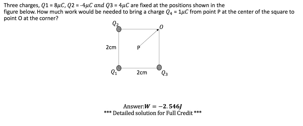 three charges q1 8uc q2 4uc and q3 4pc are fixed at the positions shown in the figure below how ...